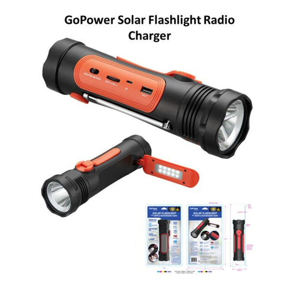 Emergency Solar Powerbank, LED Flashlight, with AM/FM/Weather Radio ...